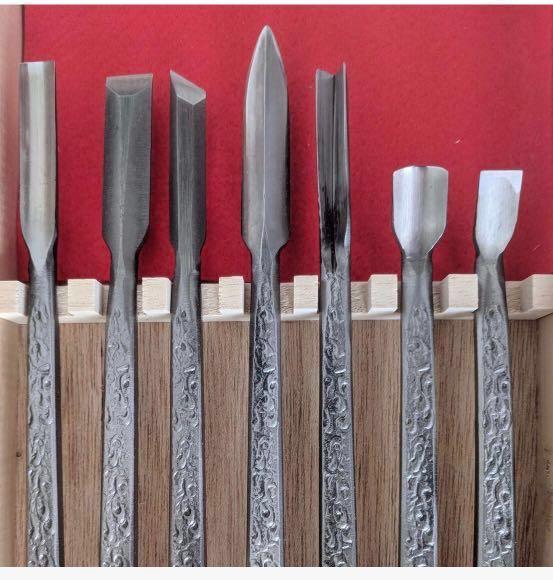 Ryu 7 pcs carving chisels set by Kawasei , yasugi blue Steele ...