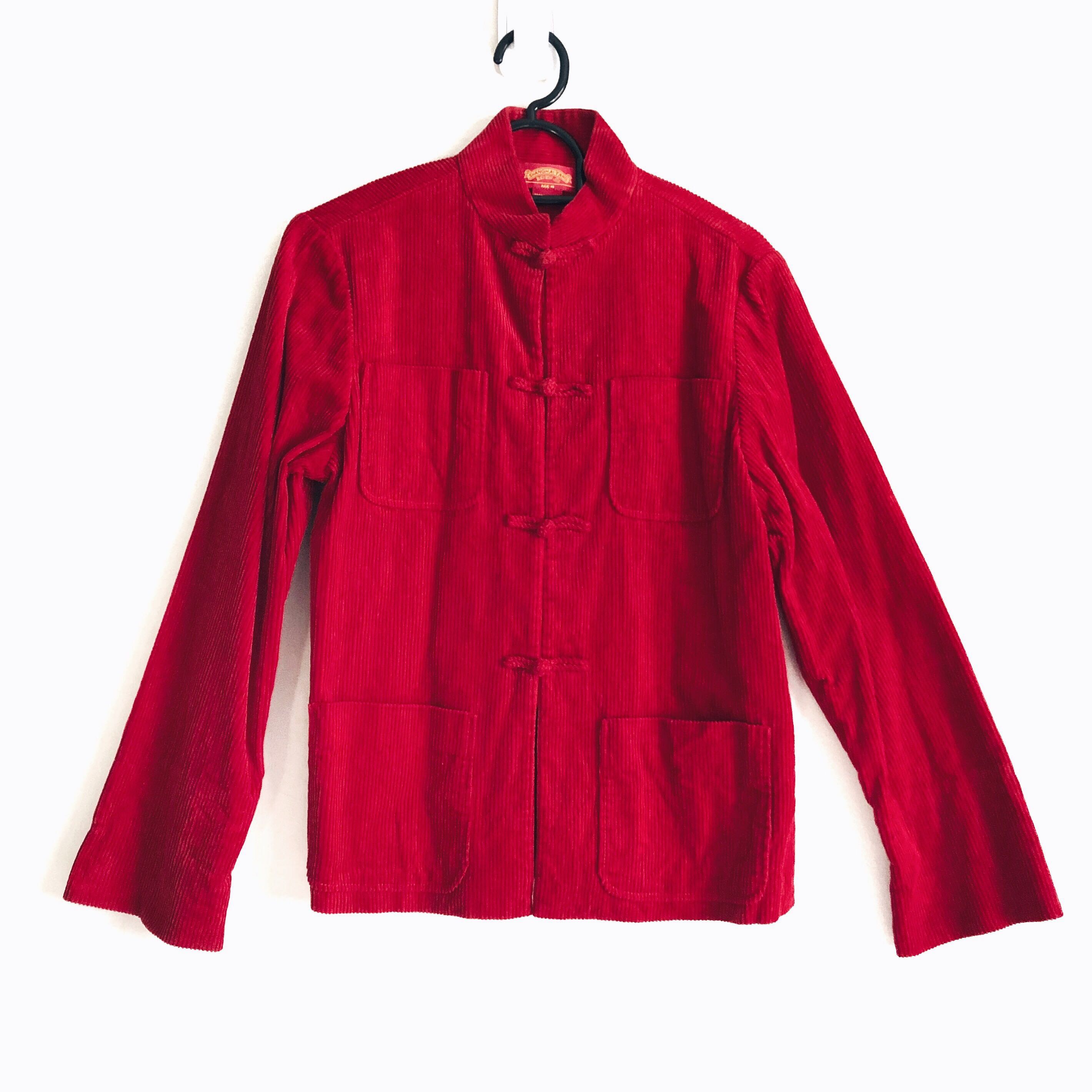 Shanghai Tang Red Corduroy Jacket CNY qipao, Women's Fashion, Coats ...