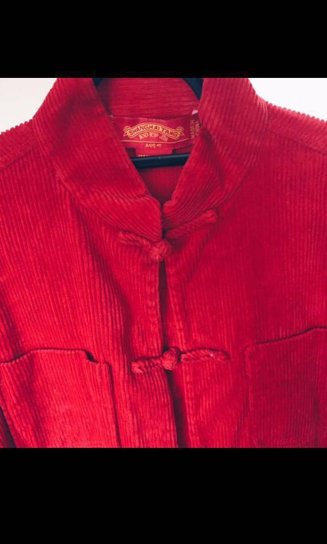Shanghai Tang Red Corduroy Jacket CNY qipao, Women's Fashion, Coats ...
