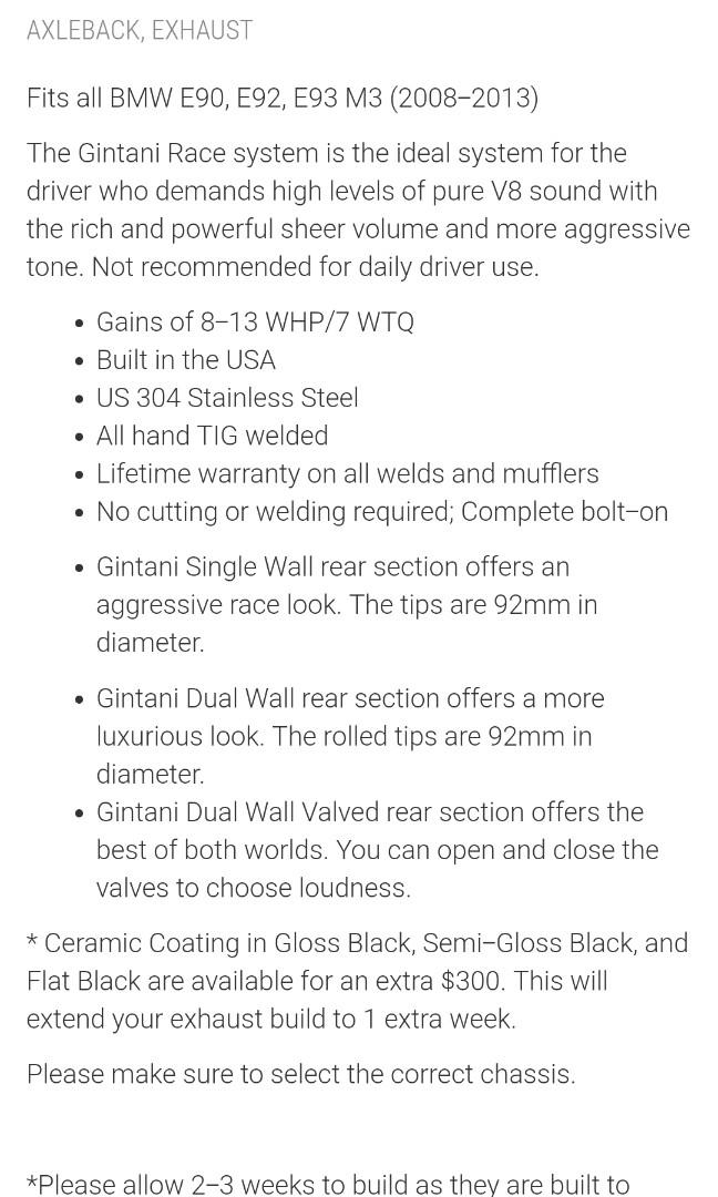 BMW M3 335i E92 E90 E93 Gintani Aftermarket Exhaust Quad Tips Muffler ...