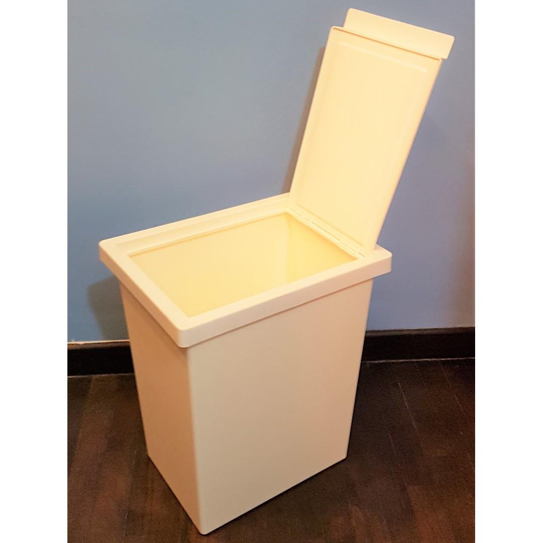Ikea FILUR Bin with lid white 28L, Furniture & Home Living, Cleaning ...