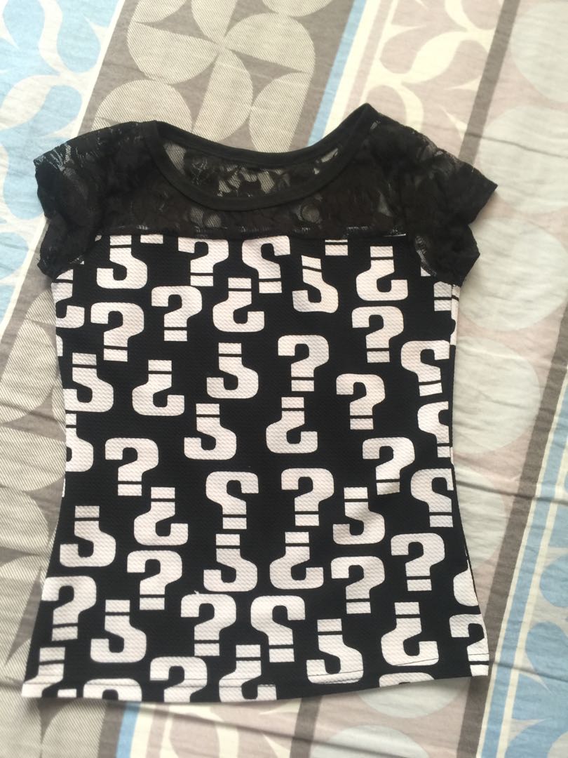 Question mark top, Women's Fashion, Tops, Others Tops on Carousell