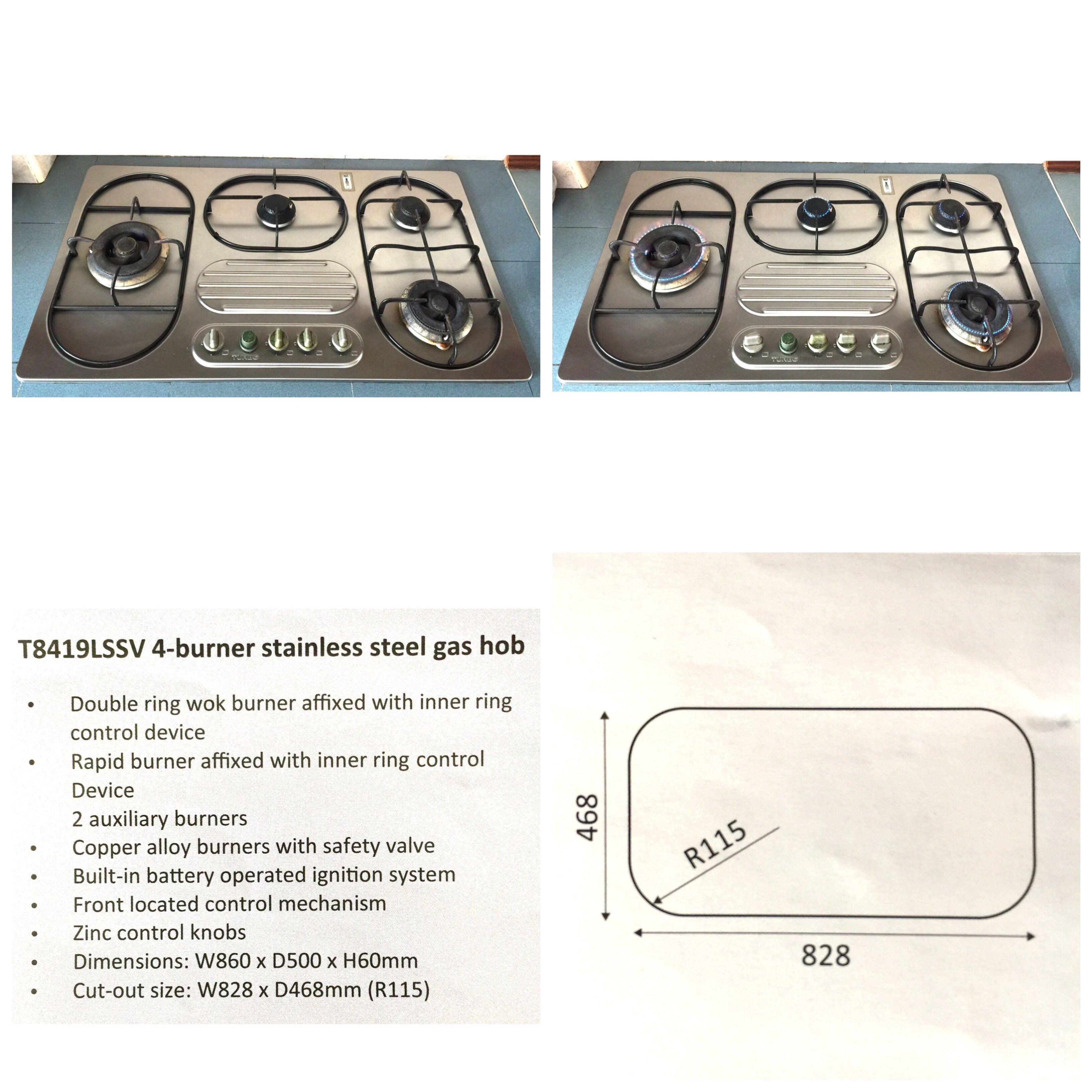 Turbo 4 Burner Stainless Steel Cooker Hob, TV & Home Appliances ...