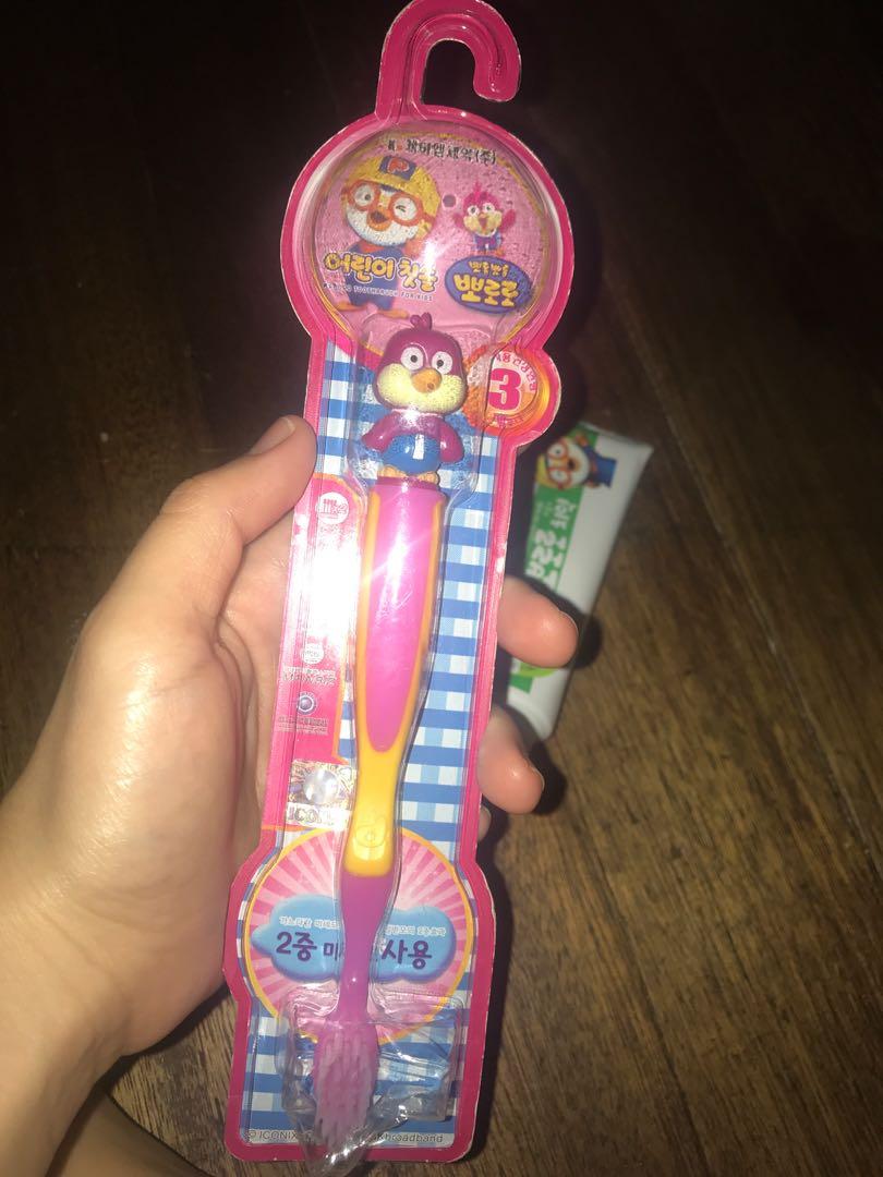 Authentic Pororo Toothpaste and Tooth brush from Korea, Babies & Kids ...