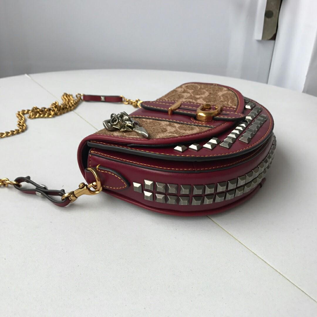 Coach SADDLE 20 IN SIGNATURE JACQUARD WITH PYRAMID RIVETS, Luxury, Bags ...