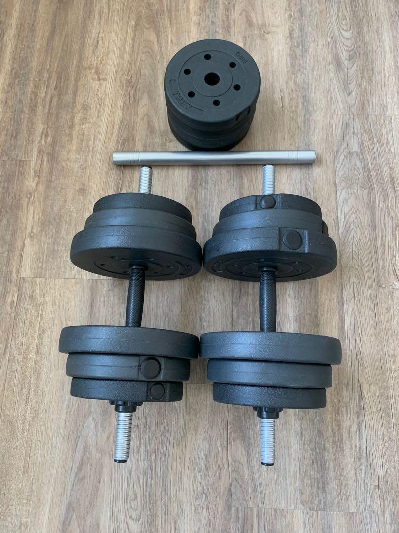 Gym bench + 30kg weight set, Sports Equipment, Exercise & Fitness ...