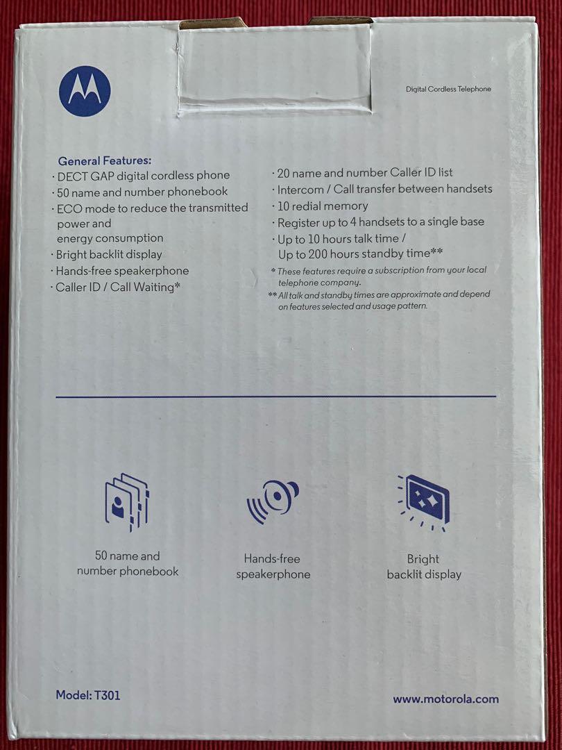 Motorola T301 Cordless Phone, Mobile Phones & Gadgets, Wearables & Smart Watches on Carousell