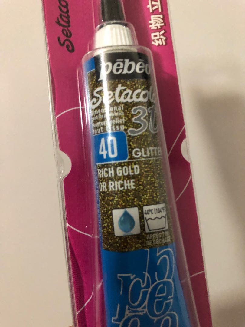 Pebeo Setacolor 3D Fabric Paint - Glitter Rich Gold 20ml, Hobbies ...