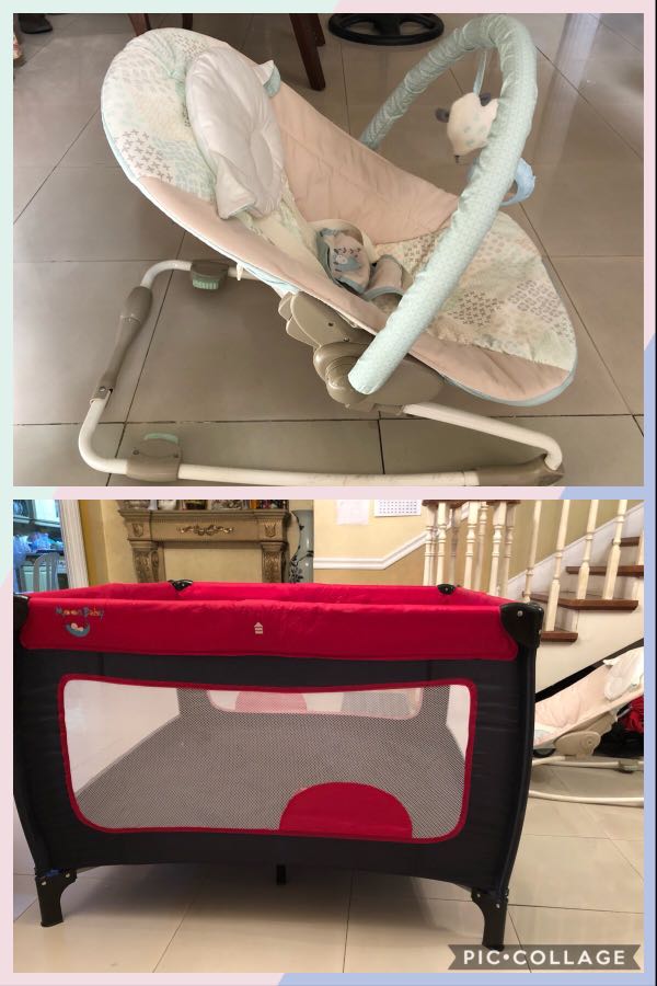 Playpen + baby rocker (bundle), Babies & Kids, Baby Nursery & Kids ...