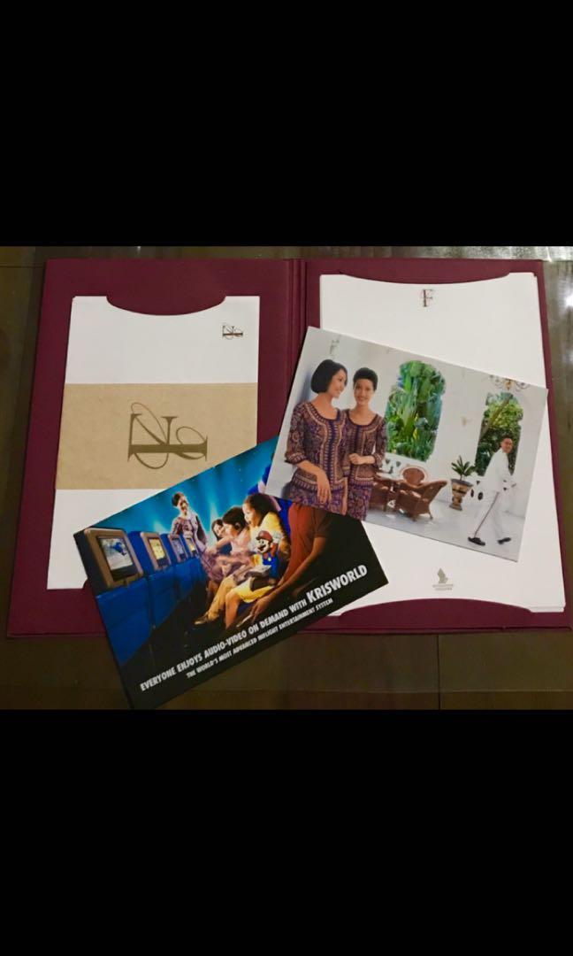 Singapore SIA First Class cabin folder with postcard & writing ...