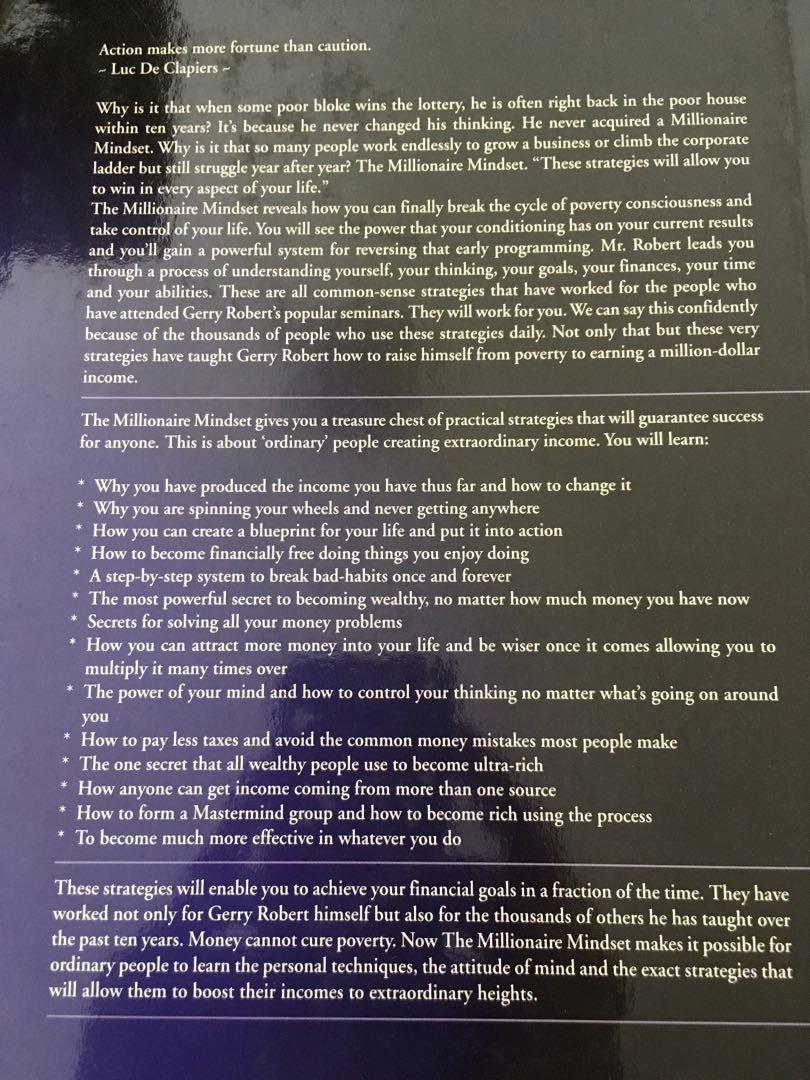 The Millionaire Mindset by Gerry Robert, Hobbies & Toys, Books ...