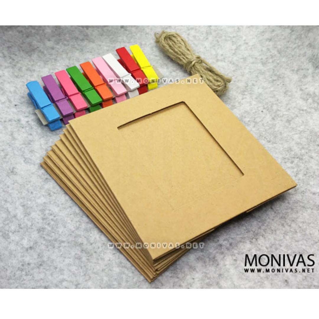 (10pcs) 3" Instax Mini Black Paper Photo Frame Peg Clips DIY Hanging ...