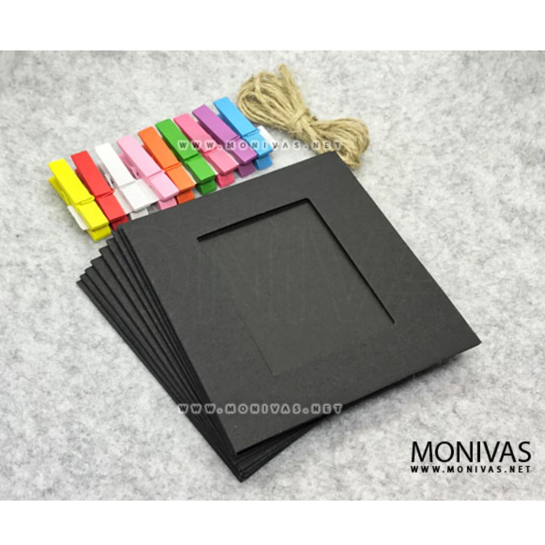 (10pcs) 3" Instax Mini Black Paper Photo Frame Peg Clips DIY Hanging ...