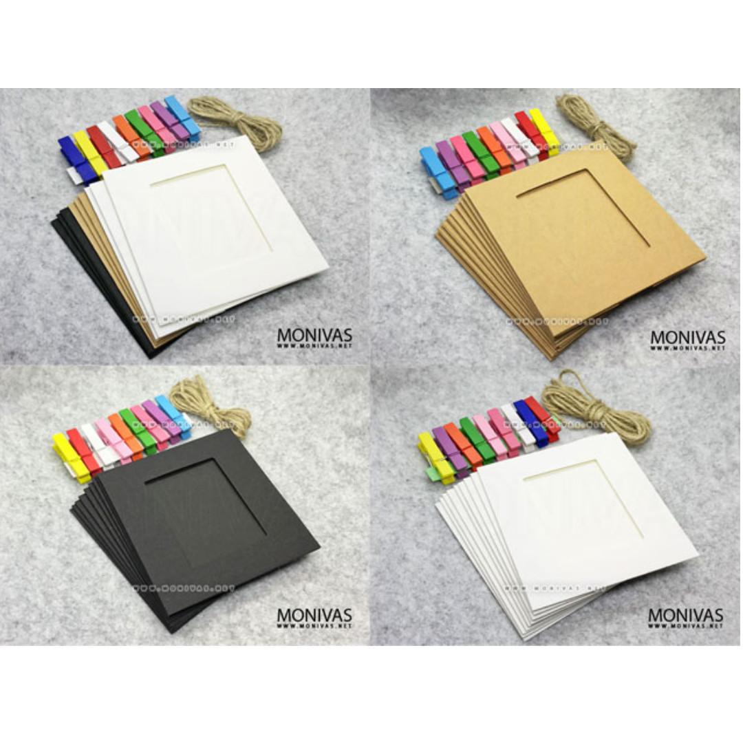 (10pcs) 3" Instax Mini Black Paper Photo Frame Peg Clips DIY Hanging ...