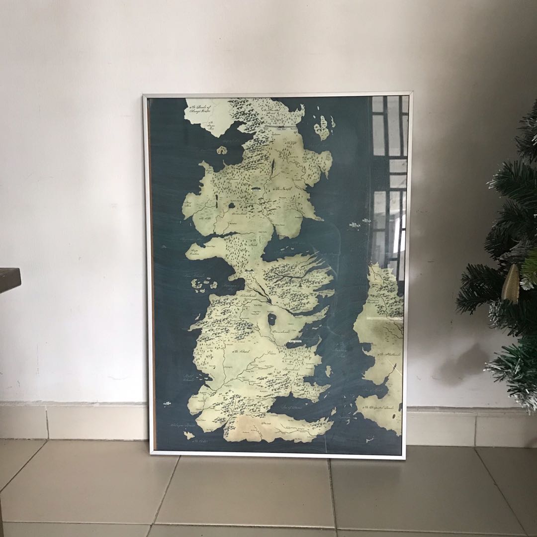 Game of Thrones Map with frame, Everything Else on Carousell