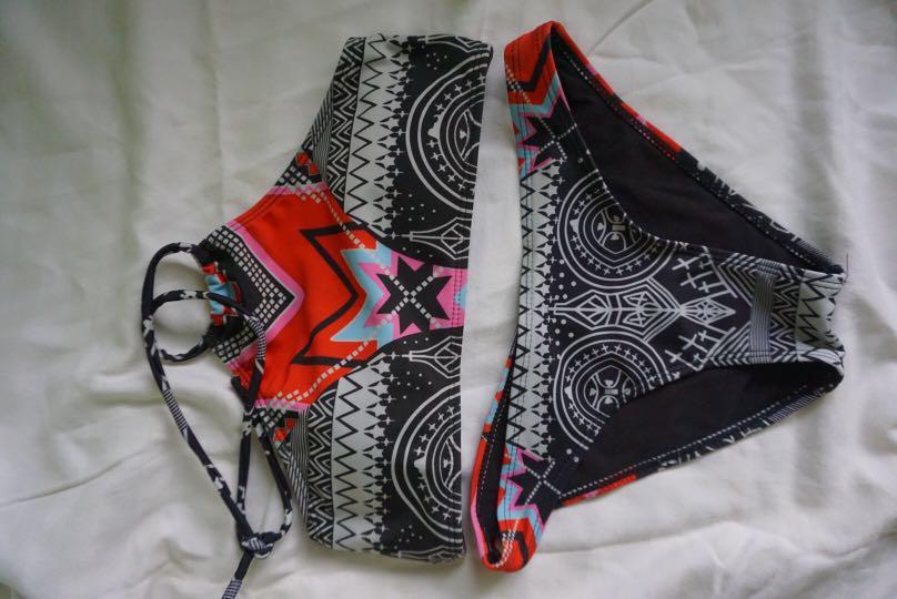 Ladies Swimwear Black White Red Aztec Print Bikini Lined, Women's ...