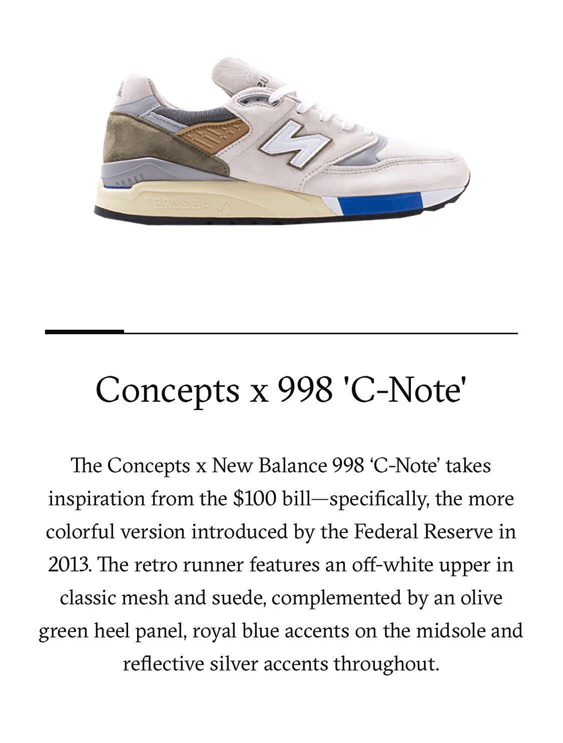 New Balance x Concepts 998 C Note, Men's Fashion, Footwear, Sneakers on ...