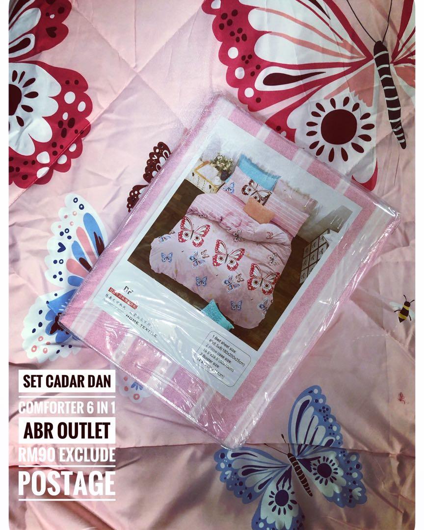 Set Cadar dan Comforter 6 in 1 Ready Stok, Furniture & Home Living ...