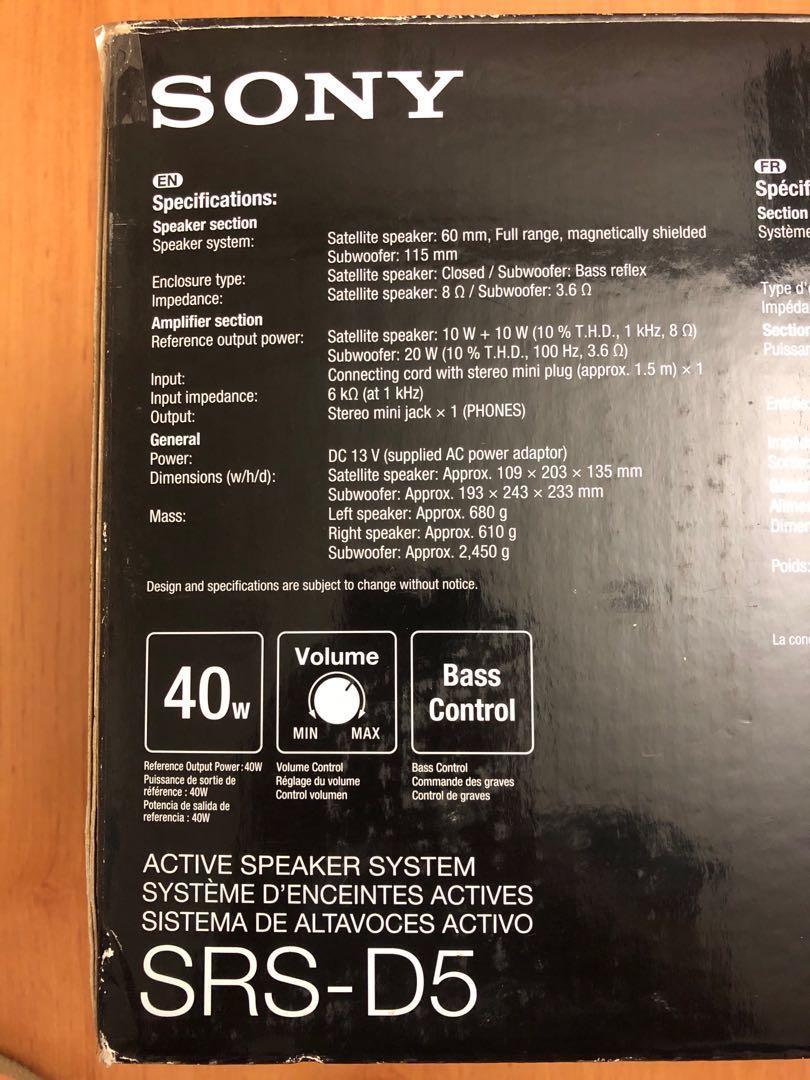 SONY SRS-D5 SPEAKER, Audio, Soundbars, Speakers & Amplifiers on Carousell
