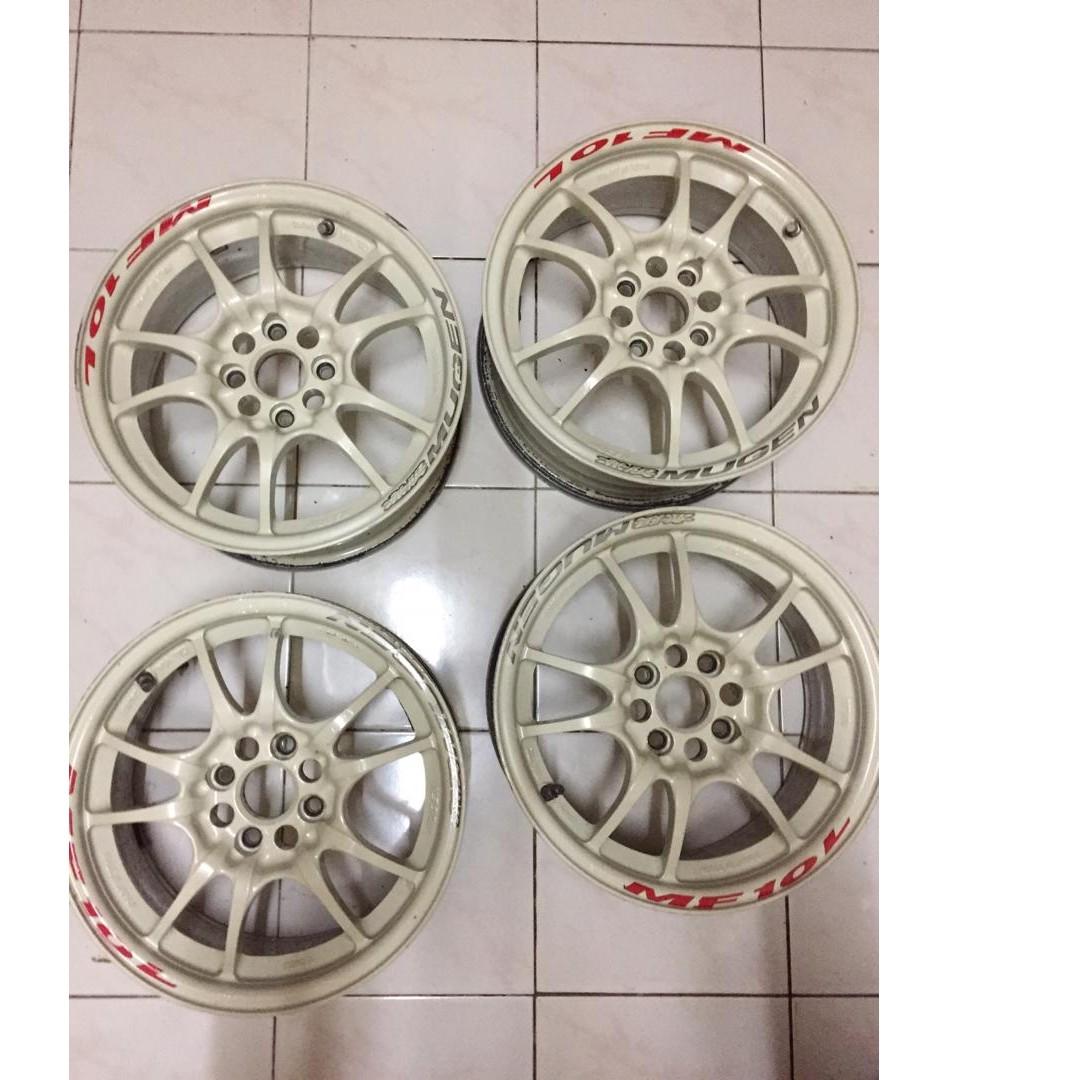 MUGEN RIMS MF10L WHITE 15" PCD 100 (JAPAN), Auto Accessories on Carousell