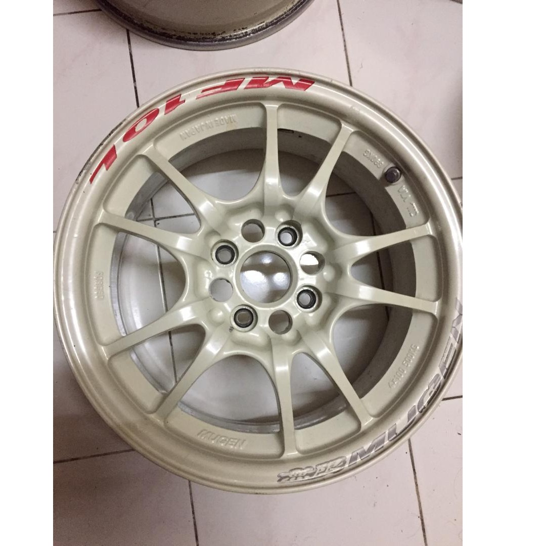 MUGEN RIMS MF10L WHITE 15" PCD 100 (JAPAN), Auto Accessories on Carousell