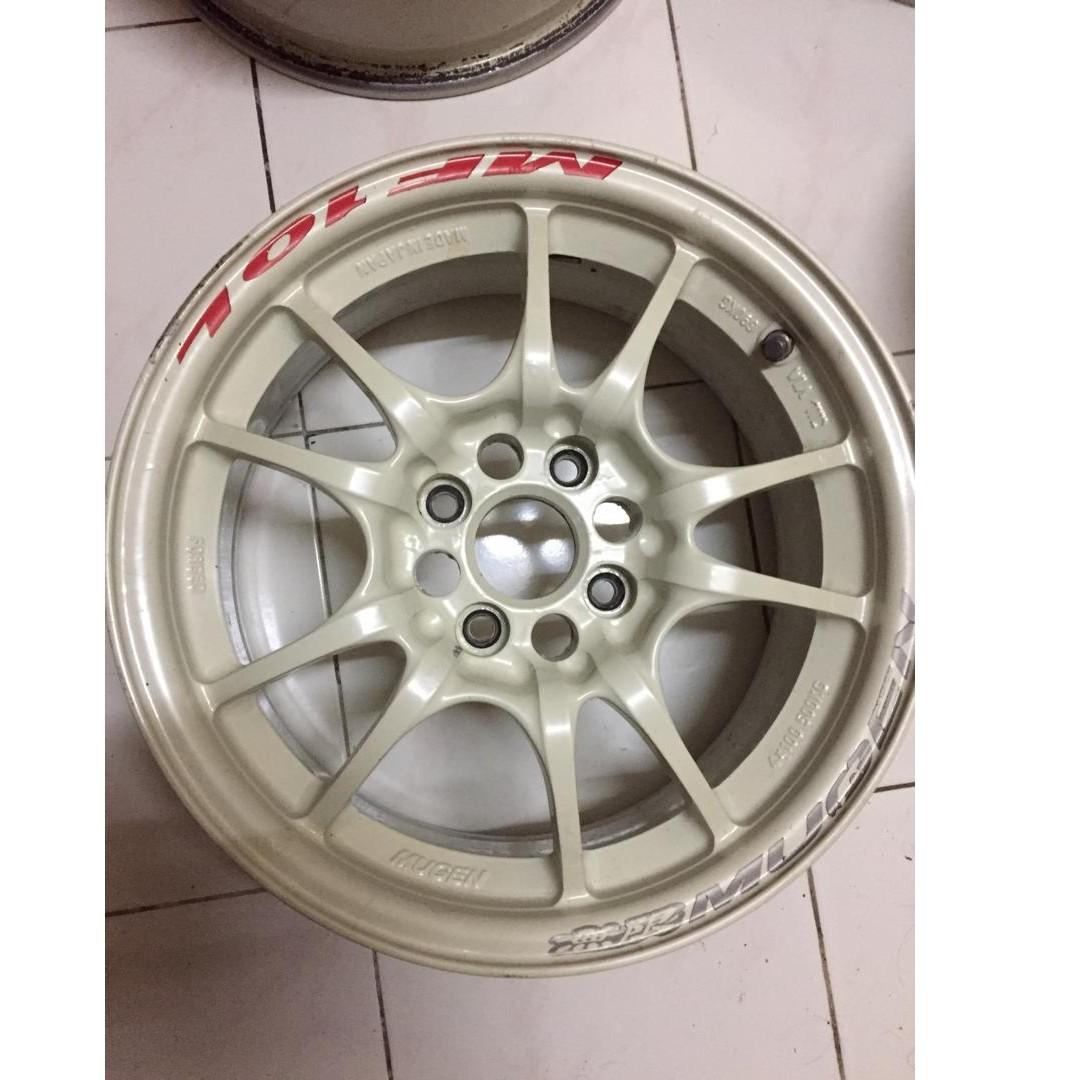 MUGEN RIMS MF10L WHITE 15" PCD 100 (JAPAN), Auto Accessories on Carousell