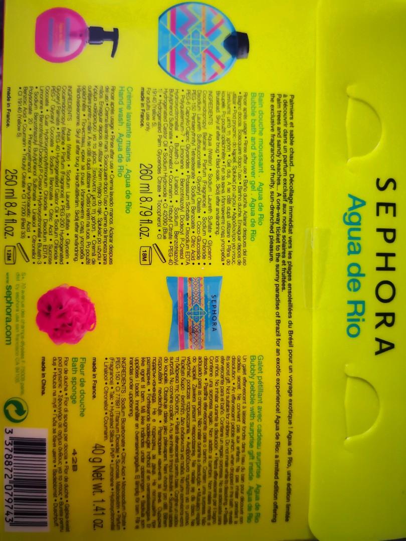 4 pieces Sephora AGUA DE RIO BATH SET, Beauty & Personal Care, Bath ...