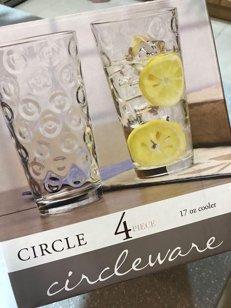 Authentic Circleware Drinking Glasses, Set of 4, 17 oz, Clear ...