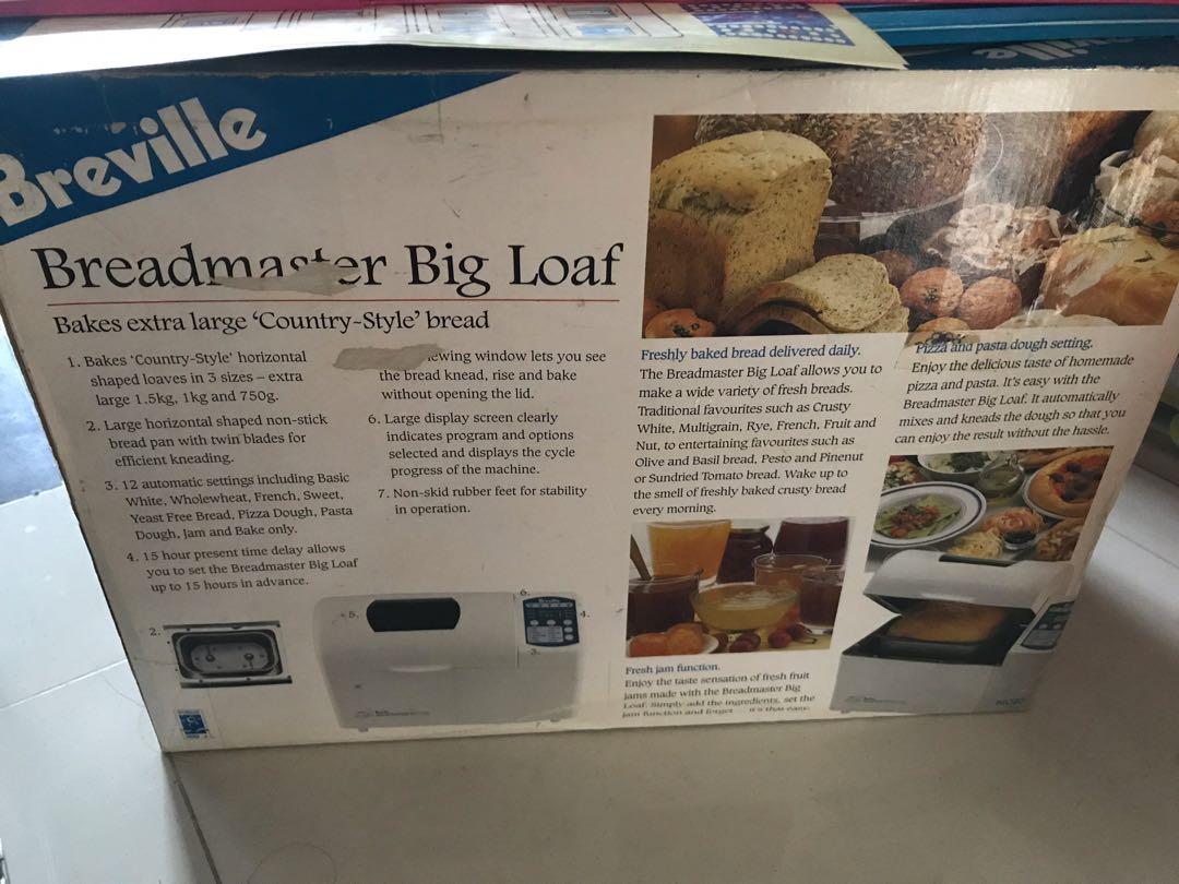 Breville Bread Maker BreadMaster Big Loaf, TV & Home Appliances ...