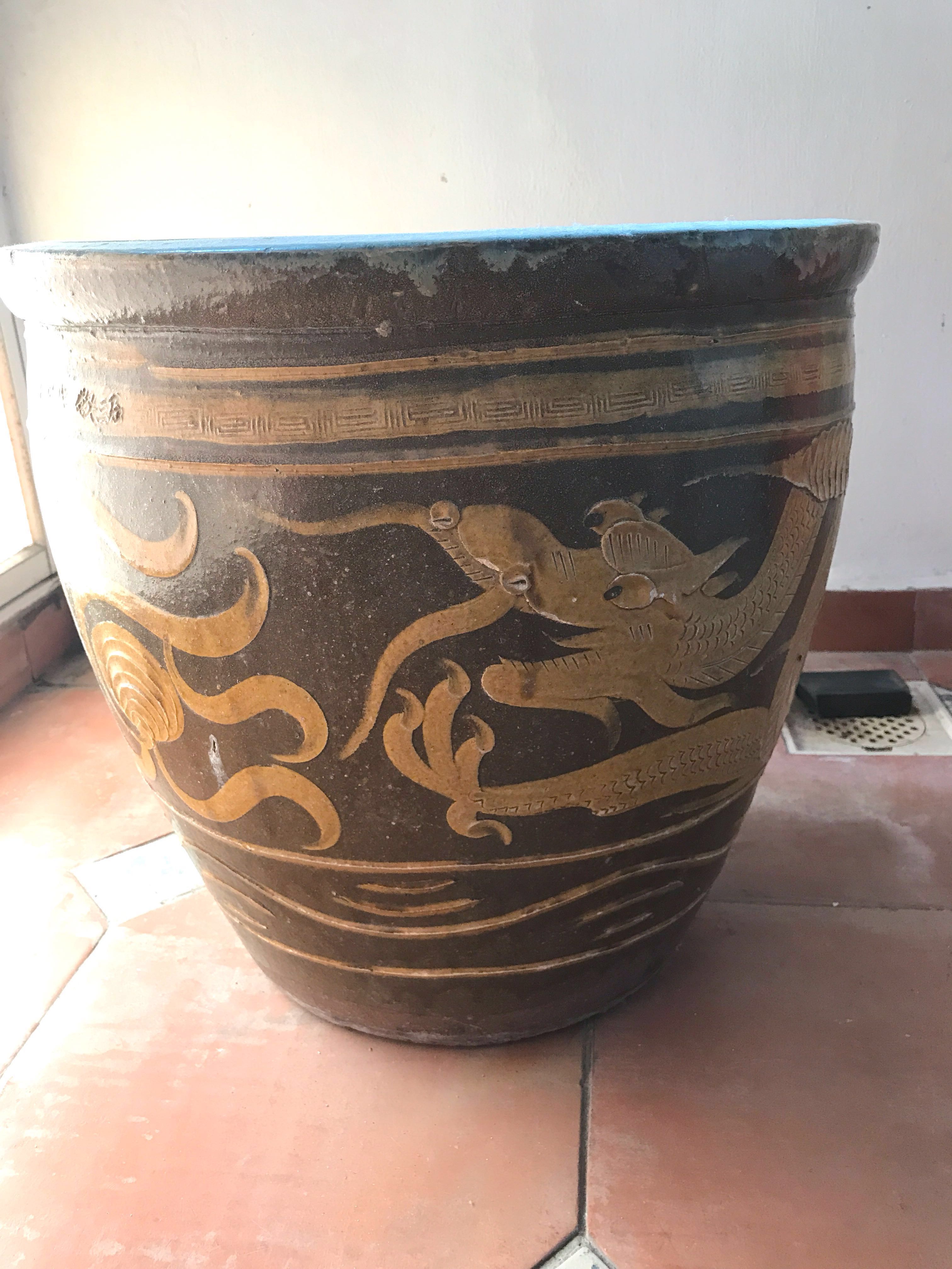 Dragon Motif Asian Flower Pot, Furniture & Home Living, Gardening, Pots ...