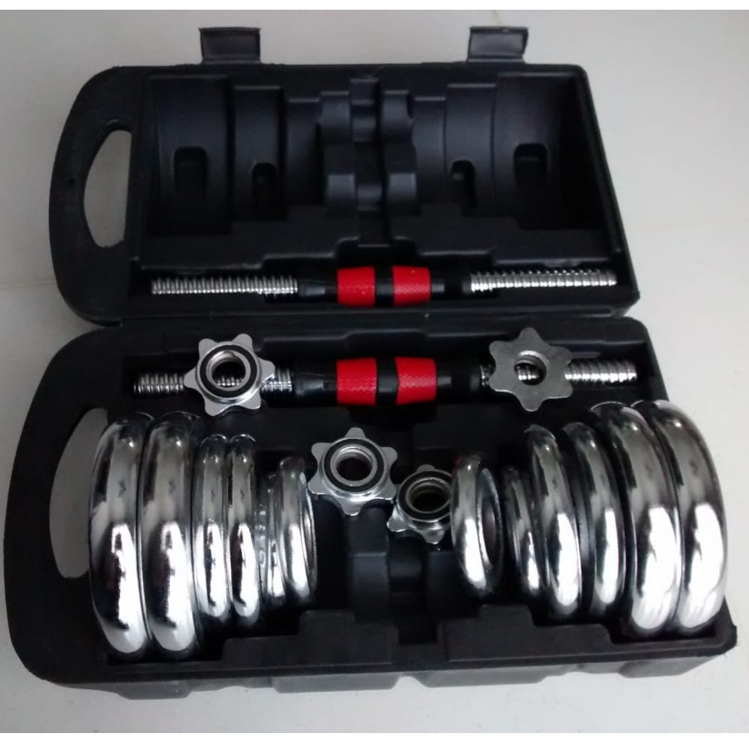Dumbbell and weights set with carry case, Sports Equipment, Exercise ...