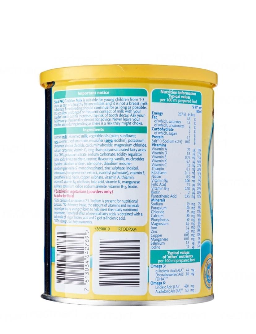 Sma Pro Toddler Milk Powder 400g baby formula, Babies & Kids, Nursing ...