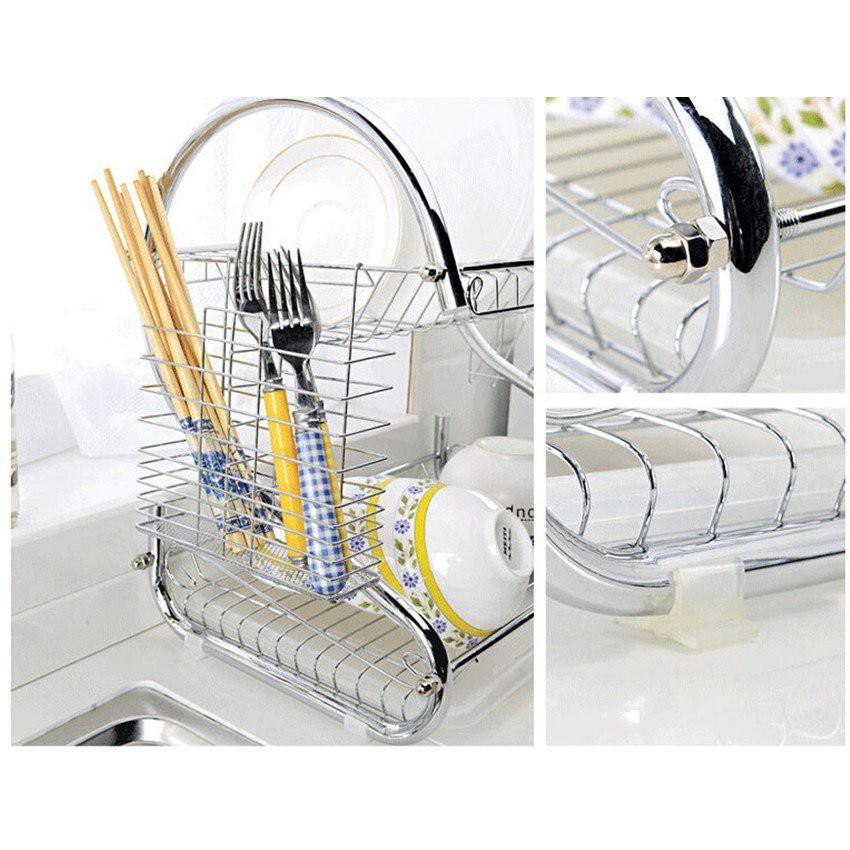 Stainless Steel Dish Rack 2 Tier - Space Saver Dish Drainer Drying ...