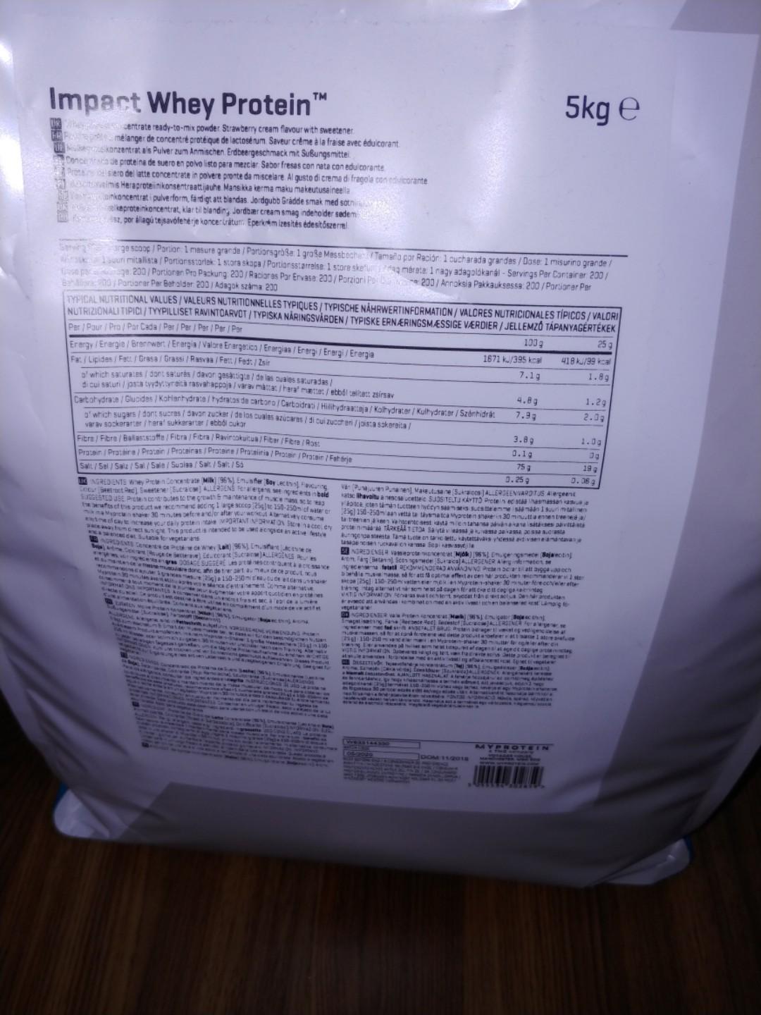 Impact whey 5kg myprotein strawberry cream, Health & Nutrition, Health Supplements, Sports ...