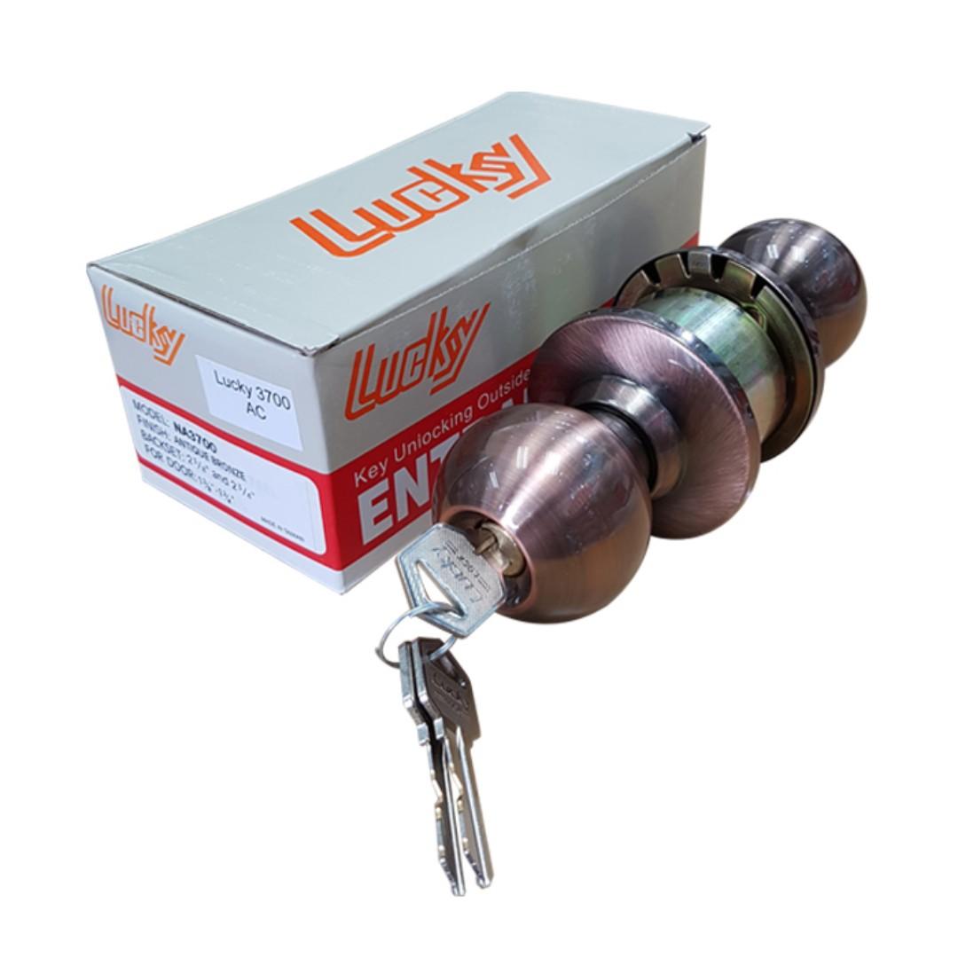 LUCKY Cylindrical Bedroom Door Lock, Everything Else on Carousell