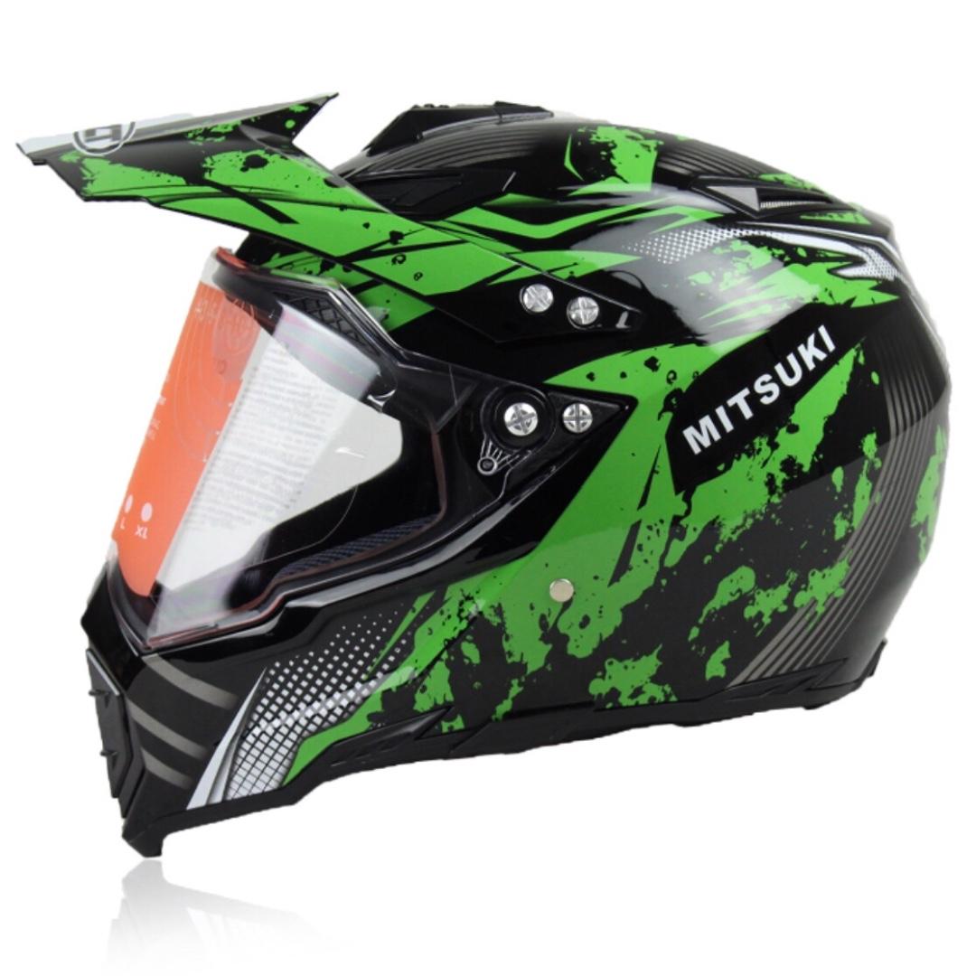Green with Black Designs Full Face Adventure Dual Sports Motorcycle ...