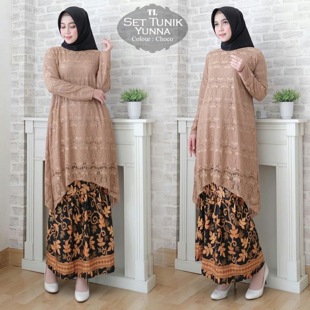 Pre order Muslimah Yunna Set baju kurung batik nude blue, Women's Fashion, Muslimah Fashion ...