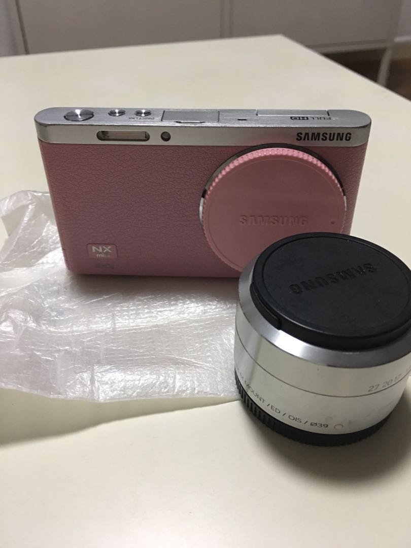 Samsung nx mini camera pink 9-27mm lens, Photography, Cameras on Carousell
