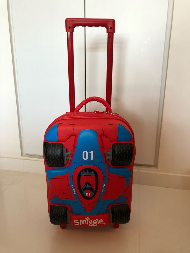 Smiggle race car hard top trolley bag (luggage) for kids, Babies & Kids ...