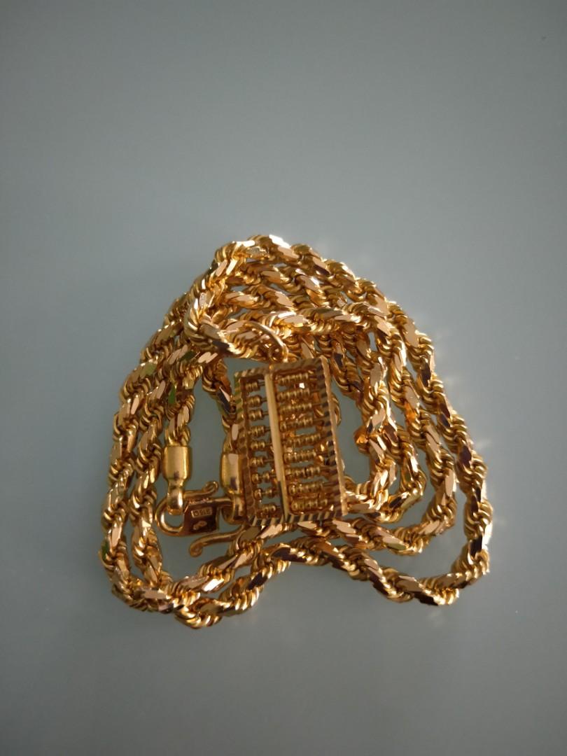 916(22K) Solid Gold Rope Chain, Luxury, Accessories on Carousell