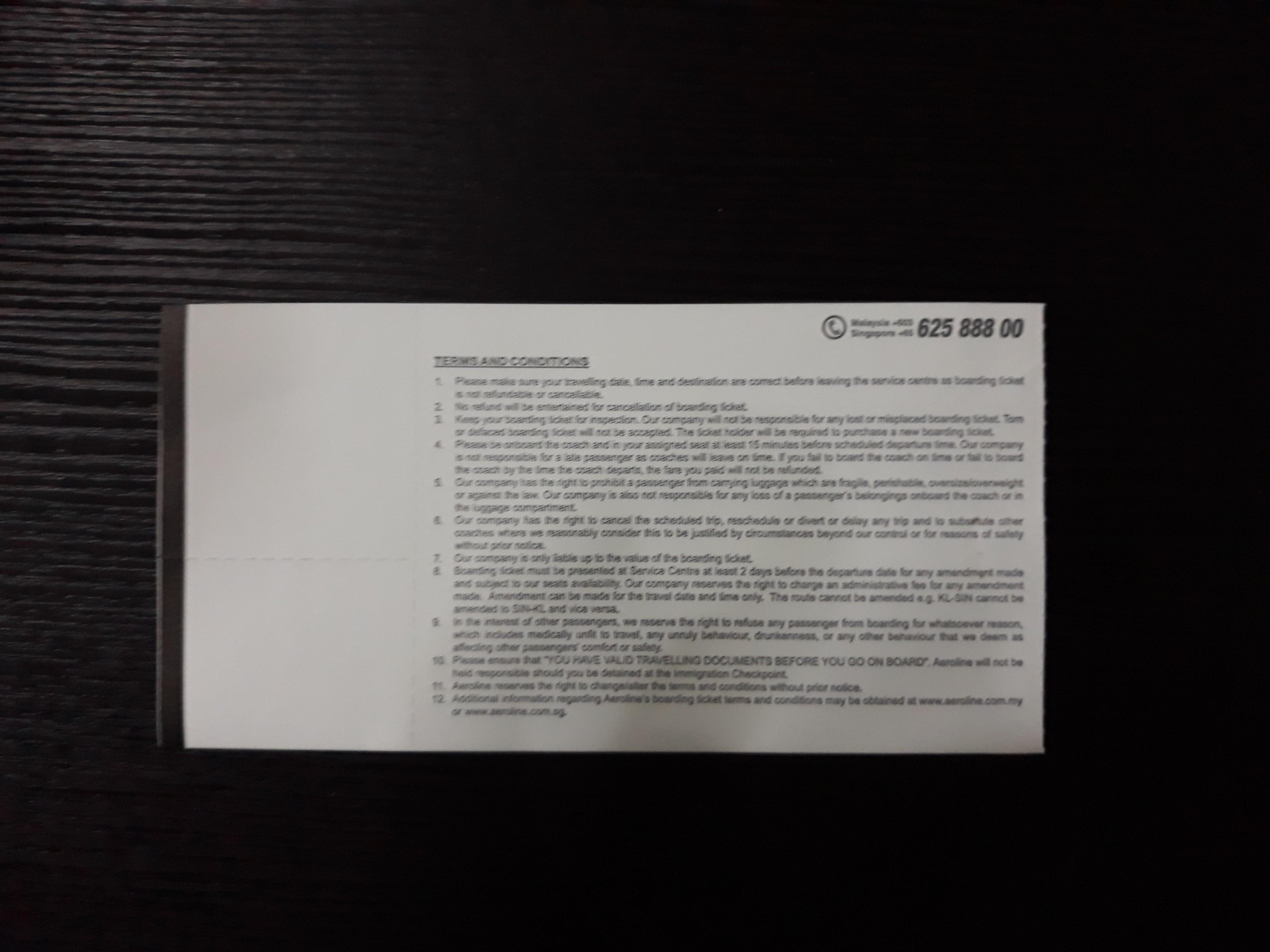 Aeroline SG-KL CNY Bus Ticket, Everything Else on Carousell