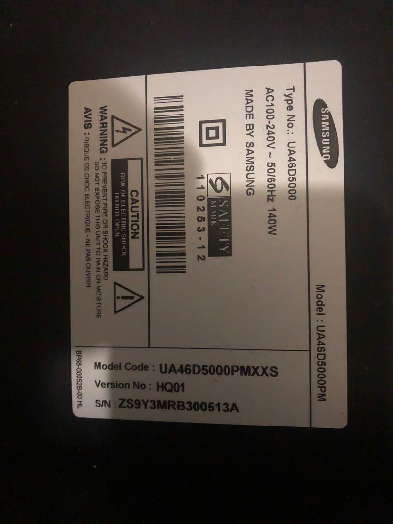 Samsung 46”LED TV NON SMART, TV & Home Appliances, TV & Entertainment ...