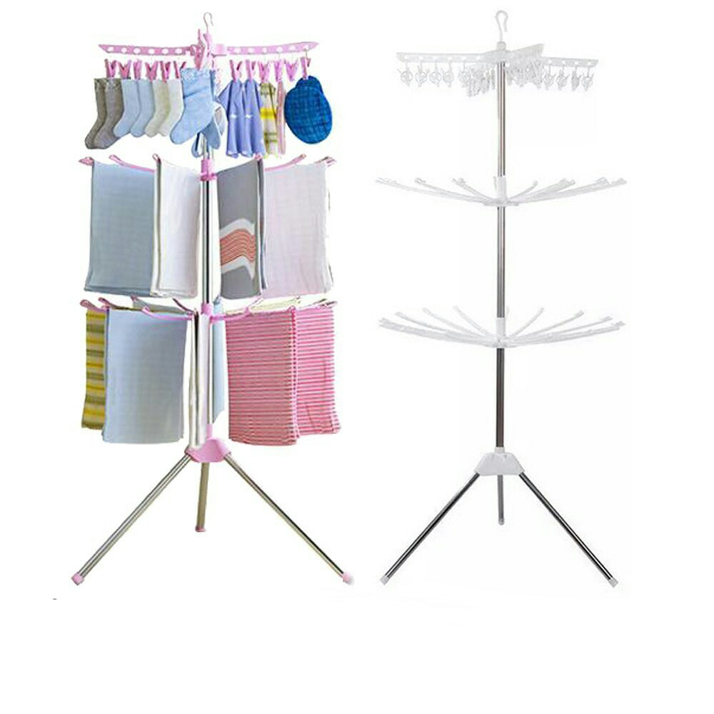 SC17 Three (3) Tiers Foldable Cloth Drying Rack and Hanger Rak Jemur ...
