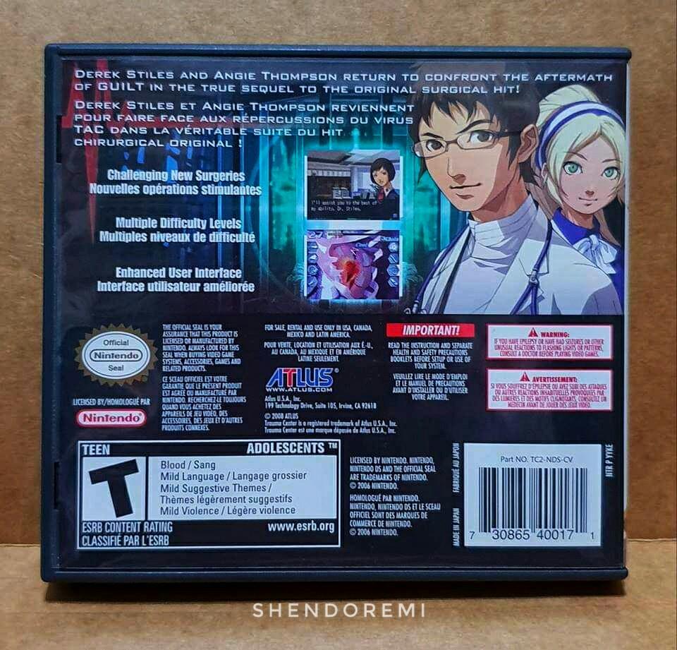 Trauma Center: Under The Knife 2 for Nintendo DS, Video Gaming, Video ...