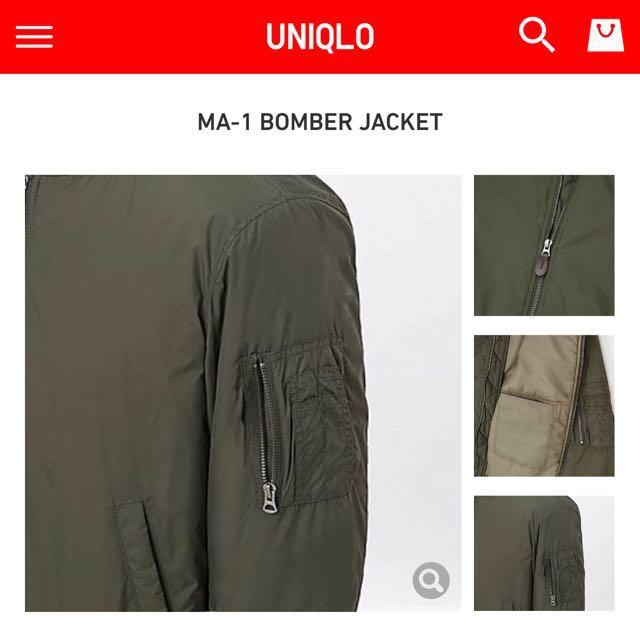 Uniqlo MA-1 BOMBER JACKET, Men's Fashion, Coats, Jackets and Outerwear on Carousell