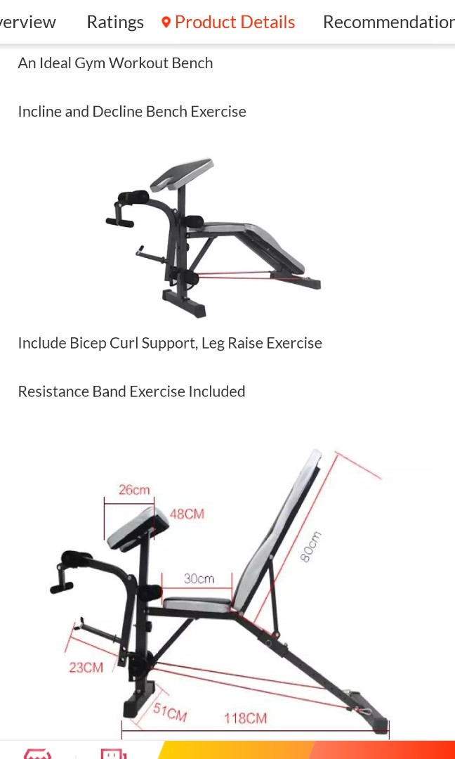 Multi purpose Workout bench, Sports Equipment, Exercise & Fitness ...