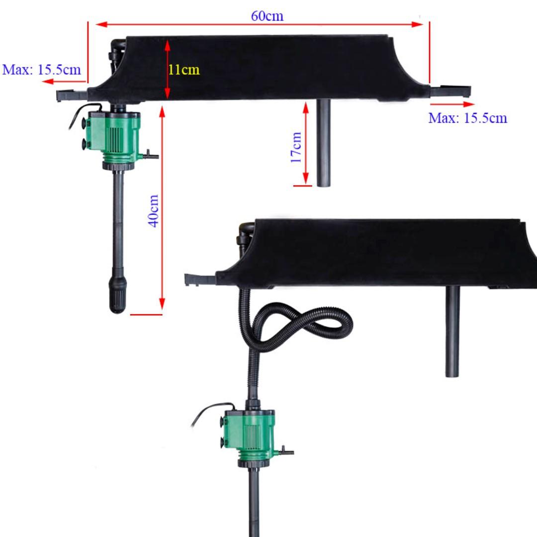 60-90cm Overhead FIlter Box with Submersible Pump System and Rain Bar ...