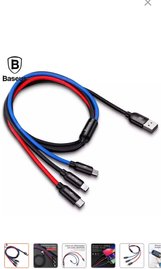 BASEUS 3 IN 1 MULTI CABLE, Mobile Phones & Gadgets, Mobile & Gadget ...