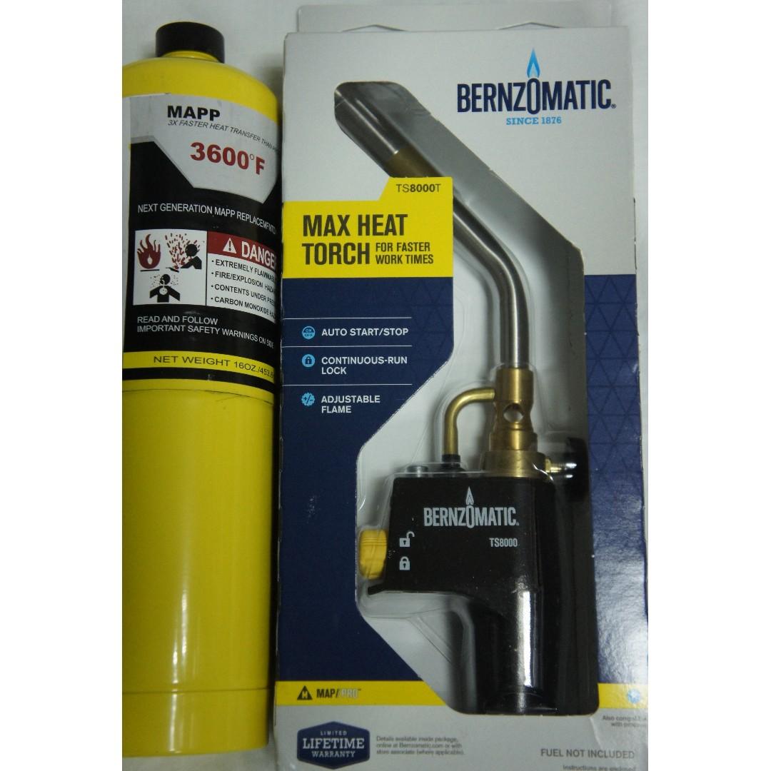 Bernzomatic TS8000 Trigger Start Torch + 1 Canister MAPP Gas - Sous ...
