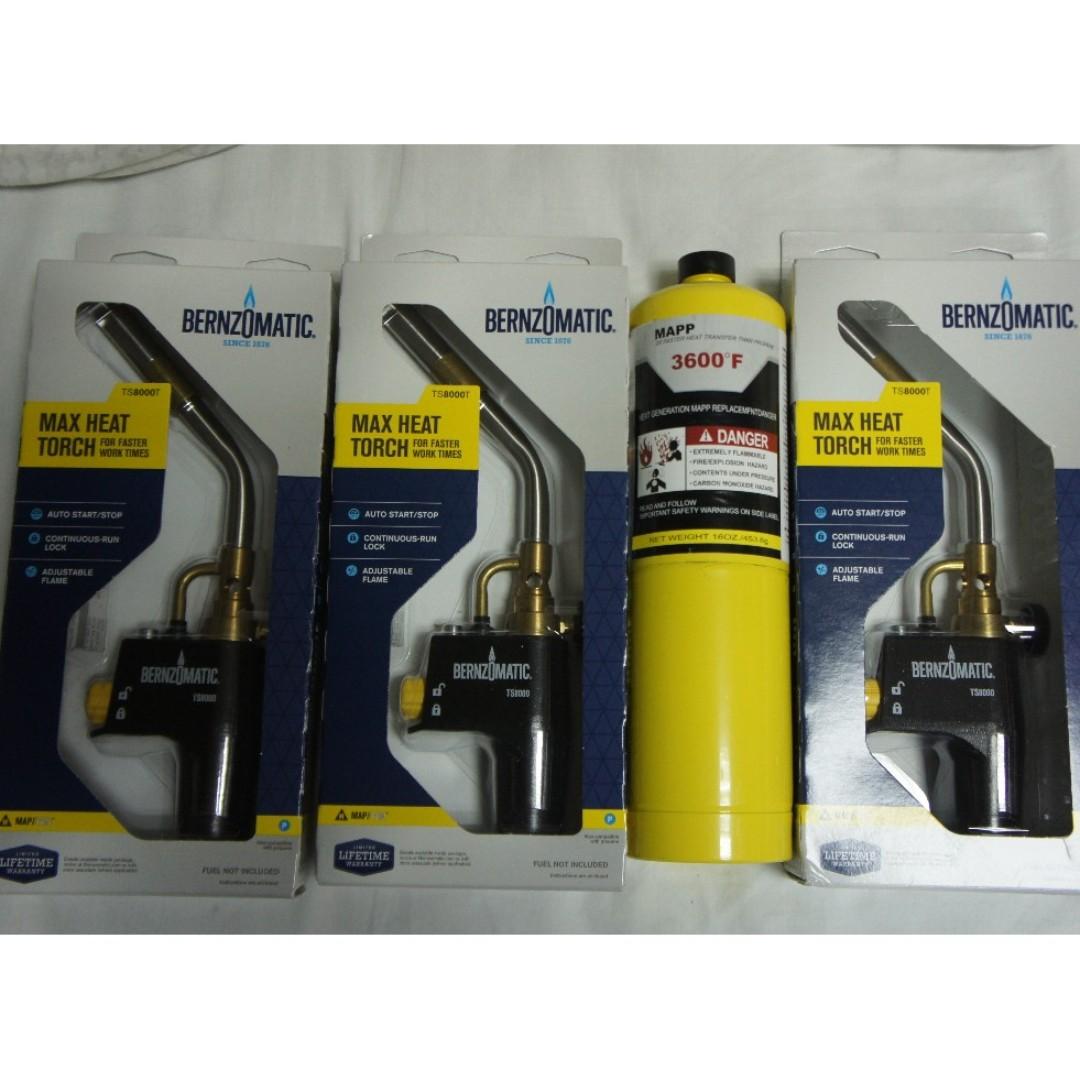 Bernzomatic TS8000 Trigger Start Torch + 1 Canister MAPP Gas - Sous ...